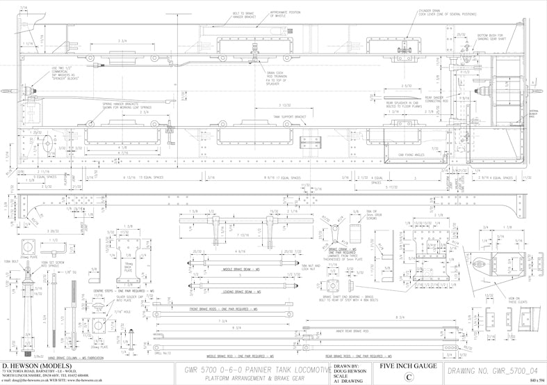 GWR 5700 Pannier Tank: Platform Arrangement and Brake Gear Drawing ...