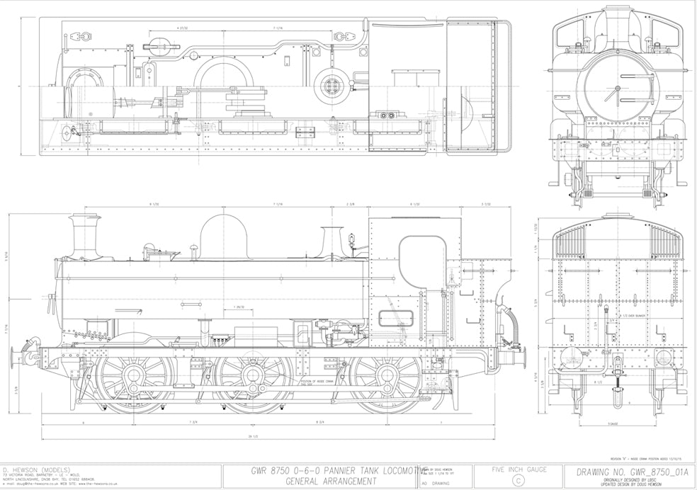 GWR 8750 Pannier Tank: General Arrangement Drawing – Steam Workshop Stores