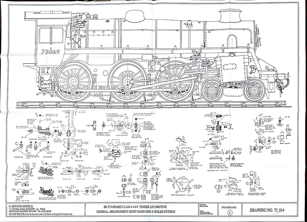 BR STD Class 4 Tender 75000: GA RH Side, and Boiler Fittings Drawing ...